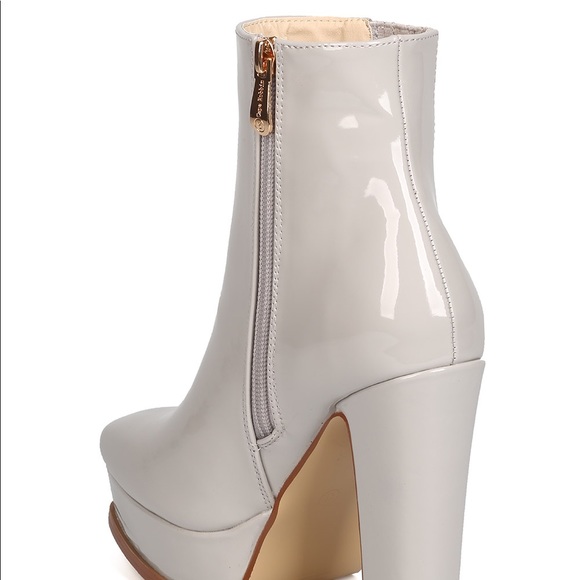 Shoes | Grey Patent Platform Bootie | Poshmark